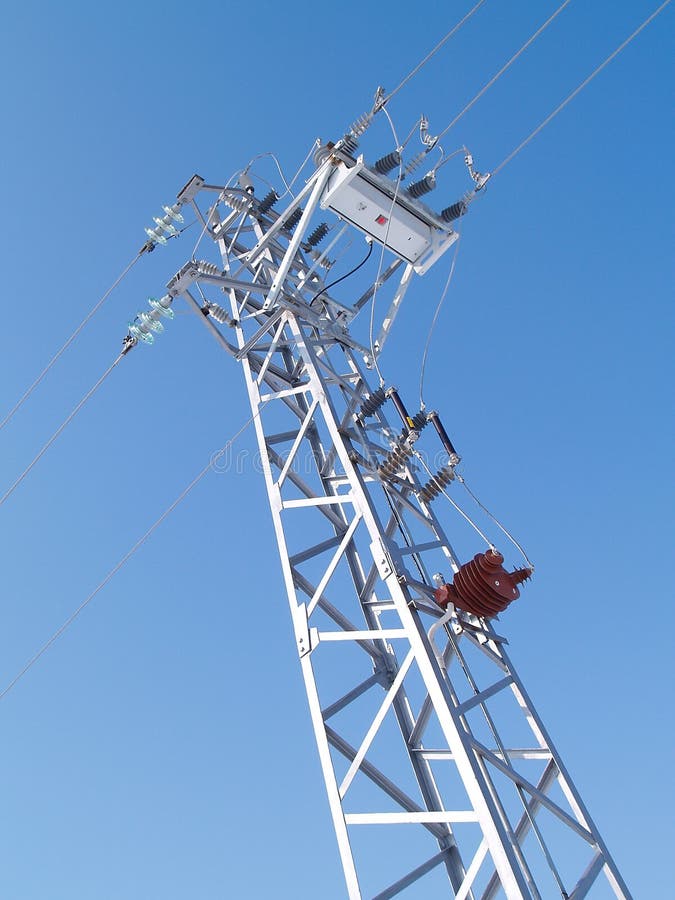 Power line circuit breaker stock photo. Image of poll - 25584510