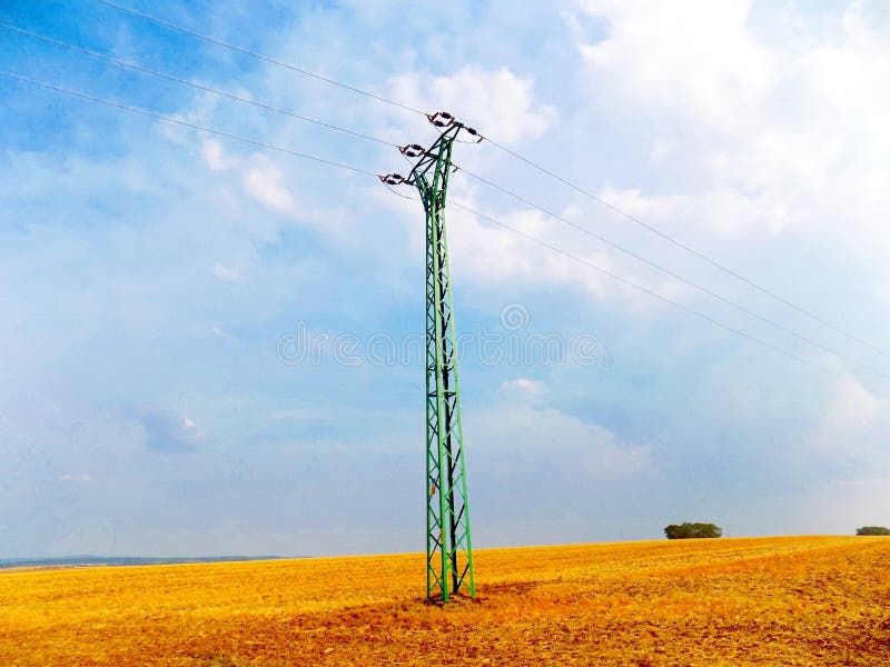 Power line column stock photo. Image of cable, voltage - 66413132