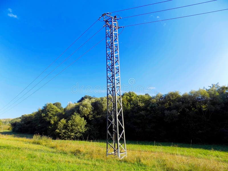 Power line column stock image. Image of energy, pasture - 66650891