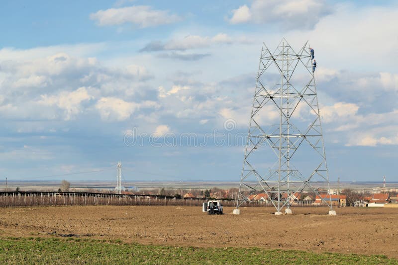 Power line construction stock image. Image of electricity - 88047217
