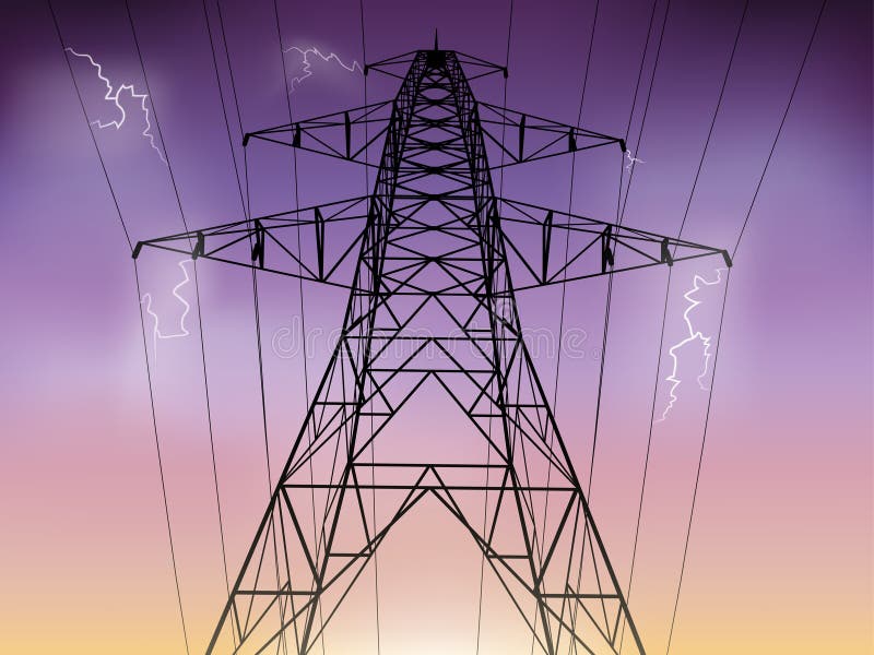 Power Lines and Electric Pylons Stock Vector - Illustration of electric ...