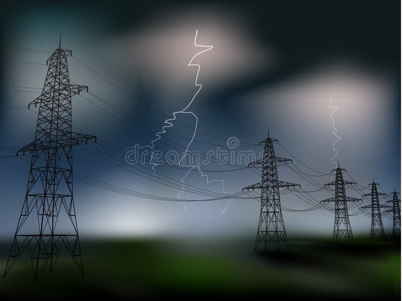 Power Line stock vector. Illustration of energy, pylon - 31568989