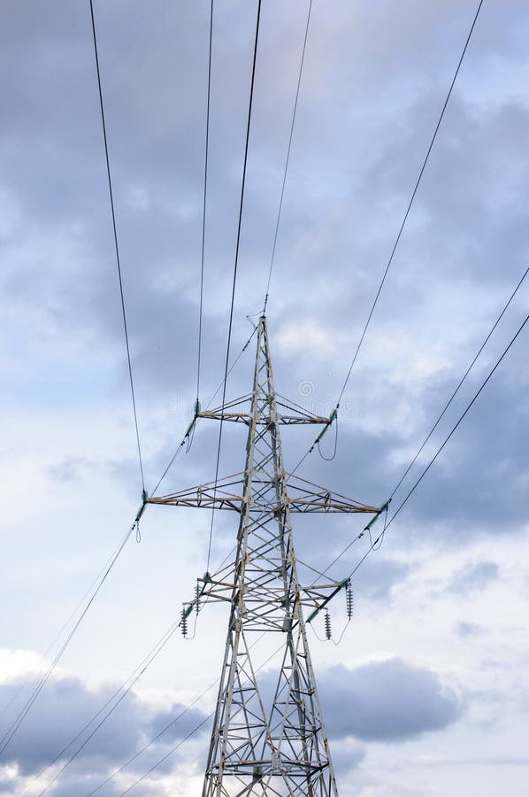 Power Line and Electricity Tower in Front of Cloudy Sky Stock Image ...