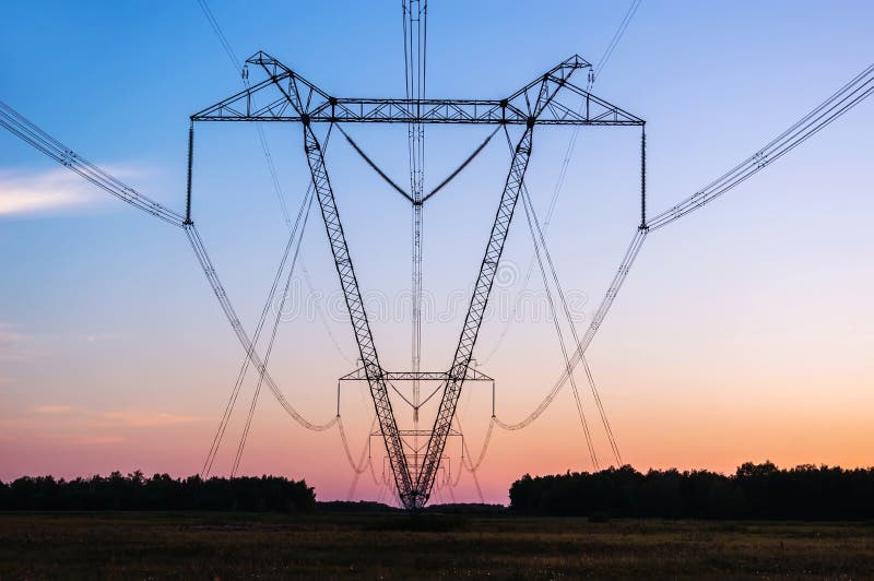 Power line in a field stock image. Image of electrical - 111283377