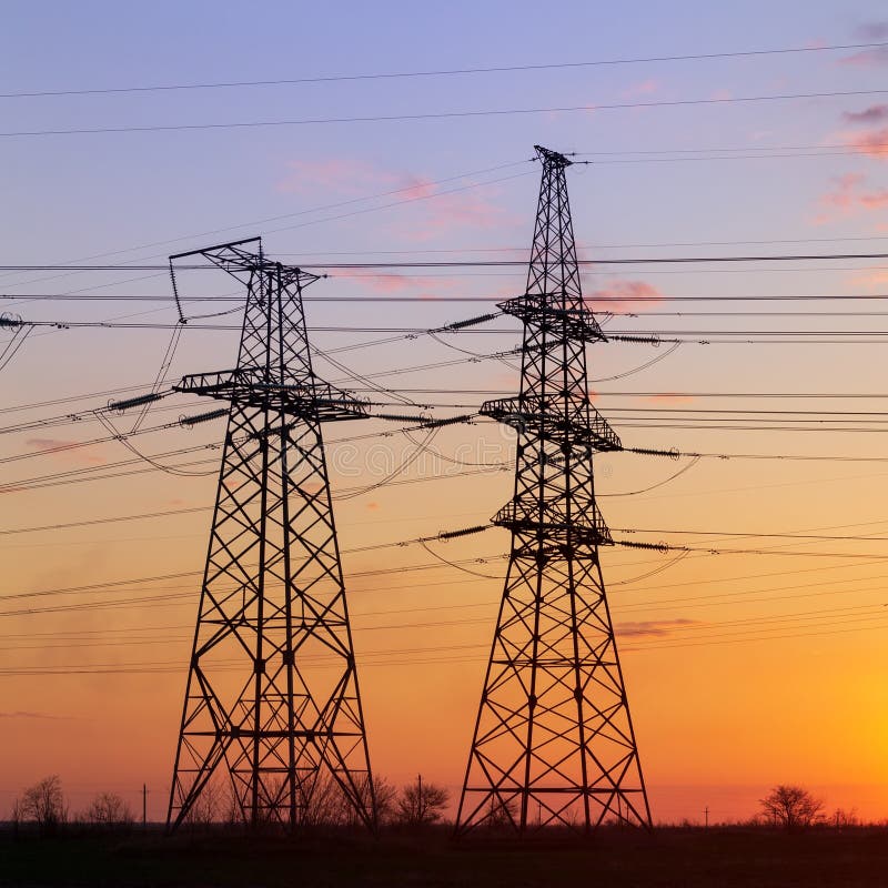 Power line on the field stock image. Image of volt, pylon - 175694869