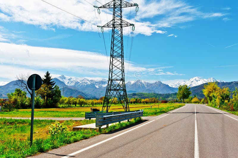 Power Line stock photo. Image of mast, mountain, europe - 87643378