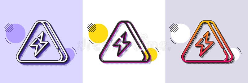 Power Line Icon. Flash Electric Energy Sign. Halftone Dotted Pattern ...