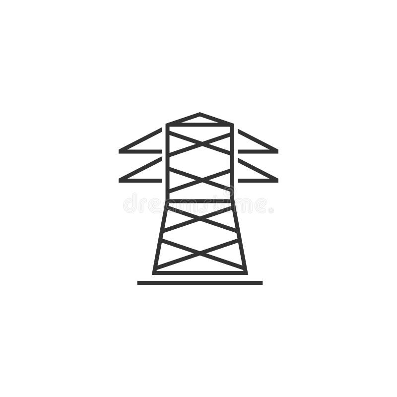Power line icon flat stock vector. Illustration of construction - 136131743