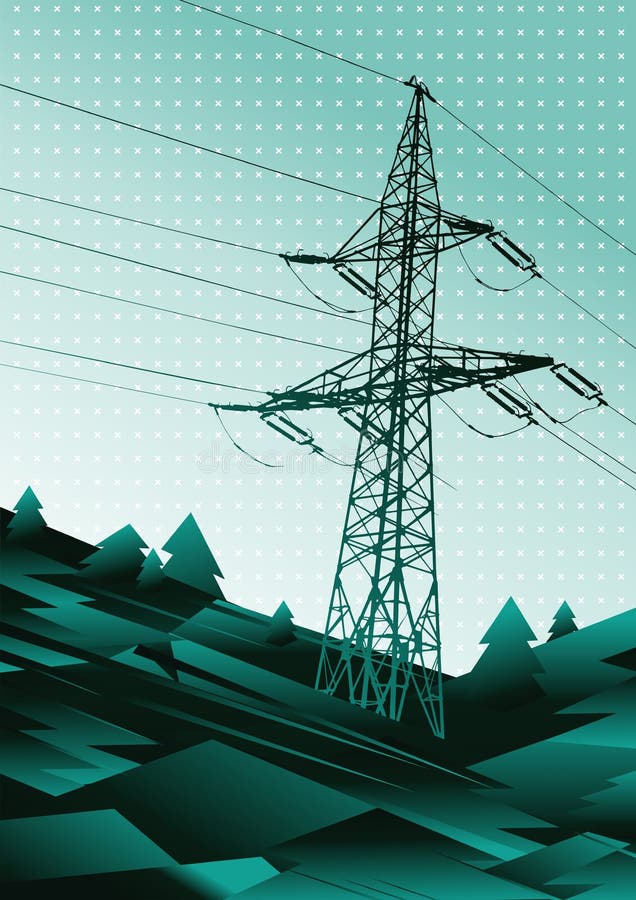 Power line illustration stock illustration. Illustration of environment ...