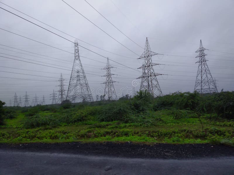 Power line India stock photo. Image of streetlight, mast - 194752842
