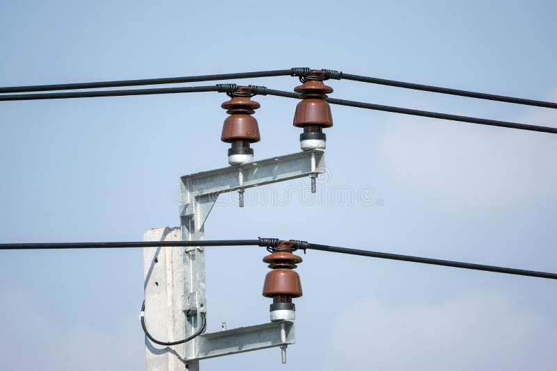 Power line insulators. stock photo. Image of hazard, electrical - 65861558