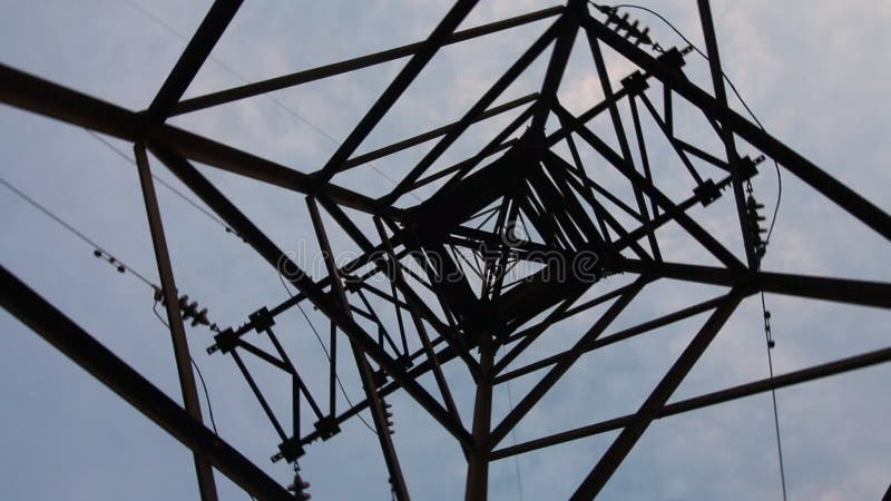 Power Line Mast. Shooting from the Center of the Prop Stock Footage ...