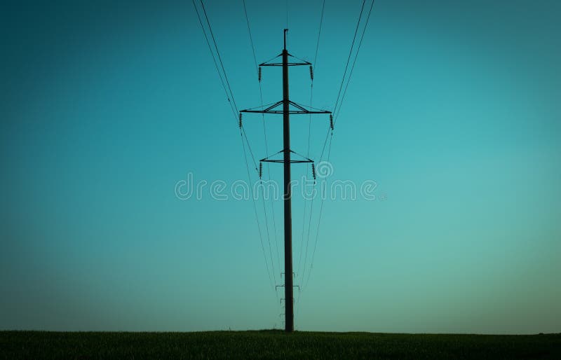 Power line in the night stock photo. Image of field, voltage - 59082100