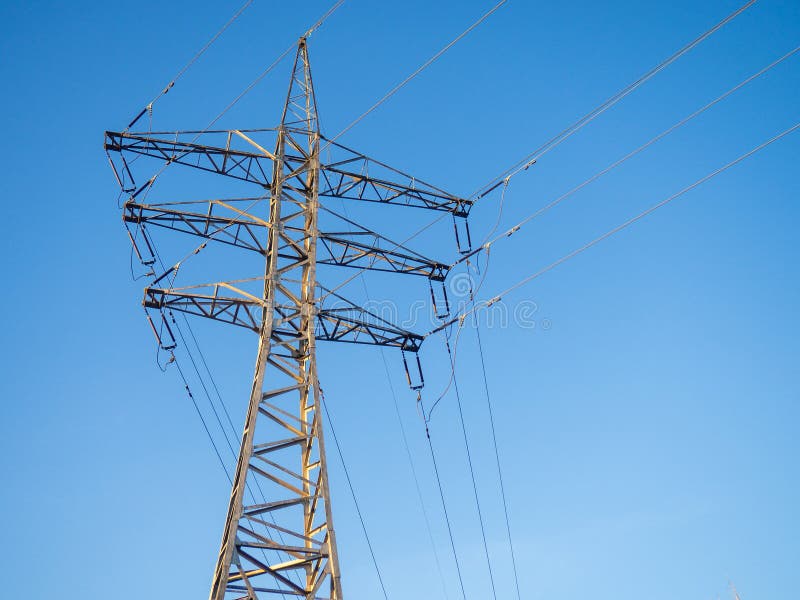 Power Line. Pillar. Metal Tower Stock Image - Image of voltage, power ...
