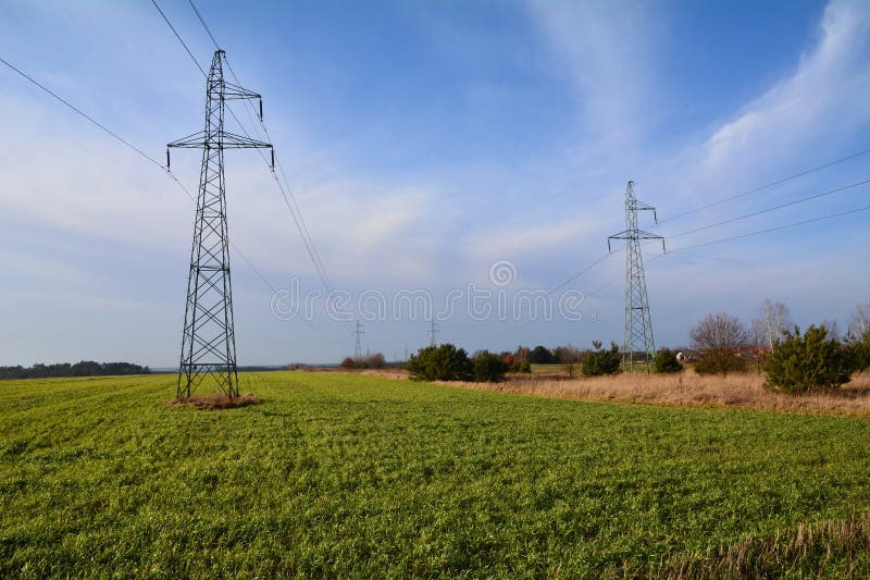 Power line pole stock photo. Image of metal, poles, mast - 311873164