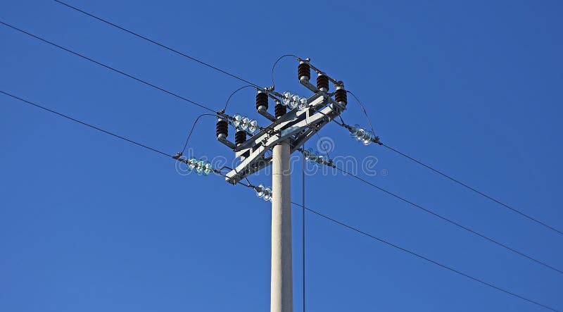 Power Line Pole High Voltage and Shunting Switch Stock Photo - Image of ...