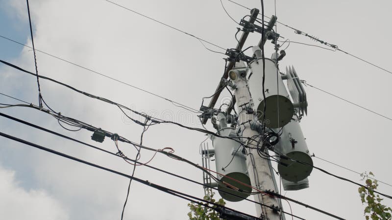 A Power Line Pole with Transformers on it. Typical of the United States ...