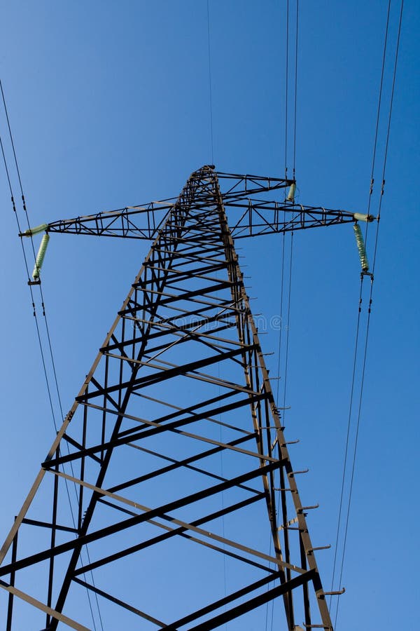 Power Line Poles Over Blue Sky Background Picture. Image: 8407207