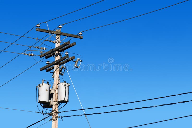 Power Line Post and Blue Sky Stock Photo - Image of energy, insulator ...