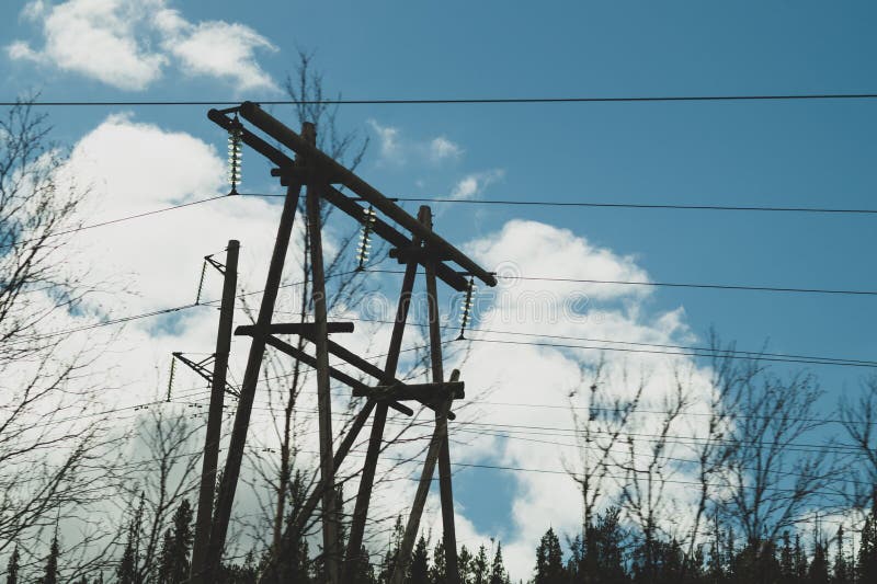 Power Line Post. High Voltage Tower on the Sky Background Stock Image ...