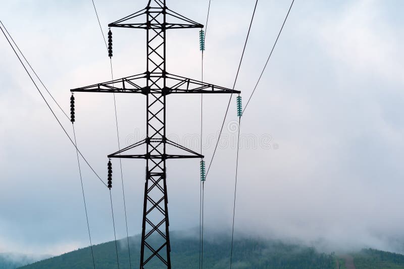 Power Line Pylon in Mountainous Area Stock Image - Image of indistrial ...