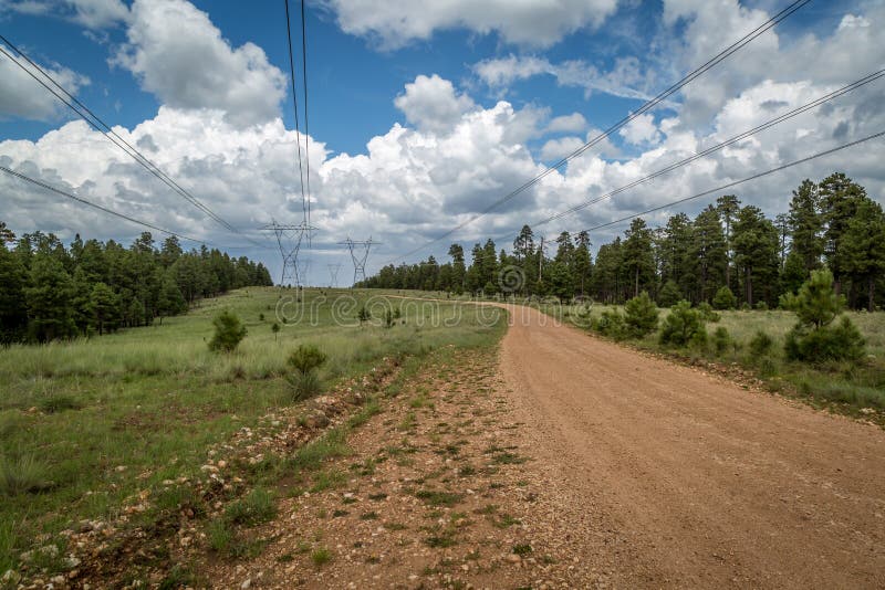 Power Line Road with Storm Clouds. Stock Image - Image of storm ...