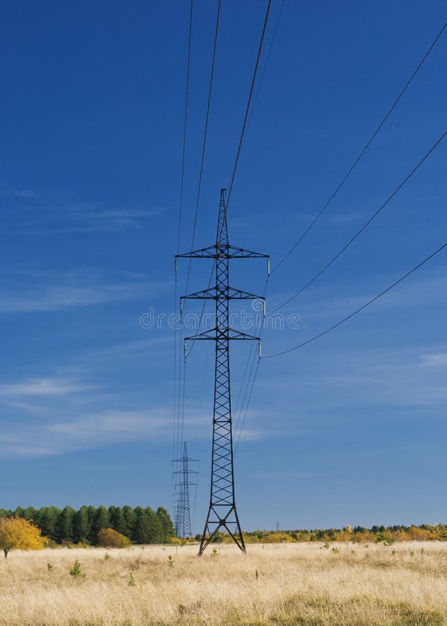 Power line in a row stock image. Image of energy, line - 11629413