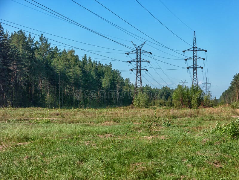 Power Line in Russian Province Stock Image - Image of angle, electric ...