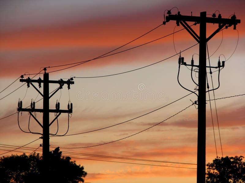 Power Line Silhouette stock photo. Image of electric, electricity - 5738496