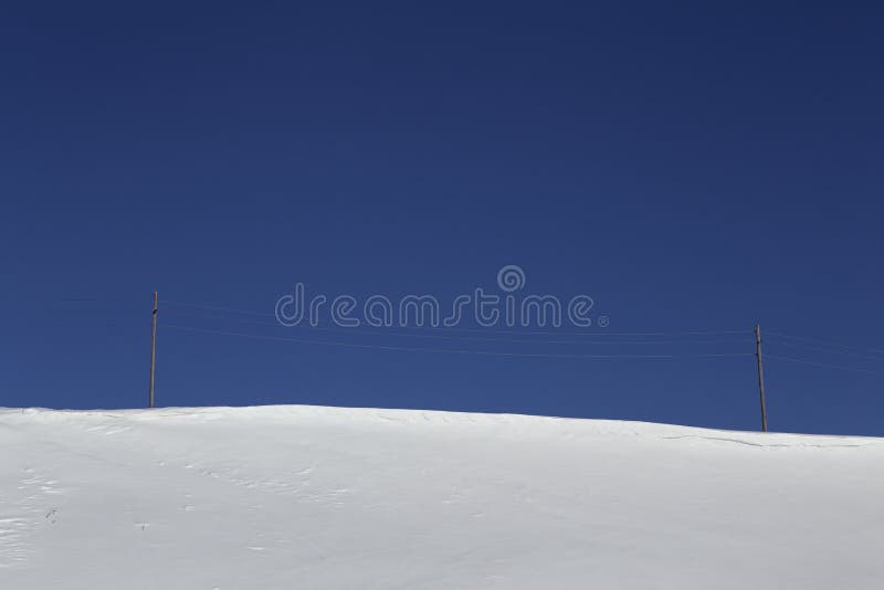 Power line on a ski slope. stock image. Image of russia - 81506255
