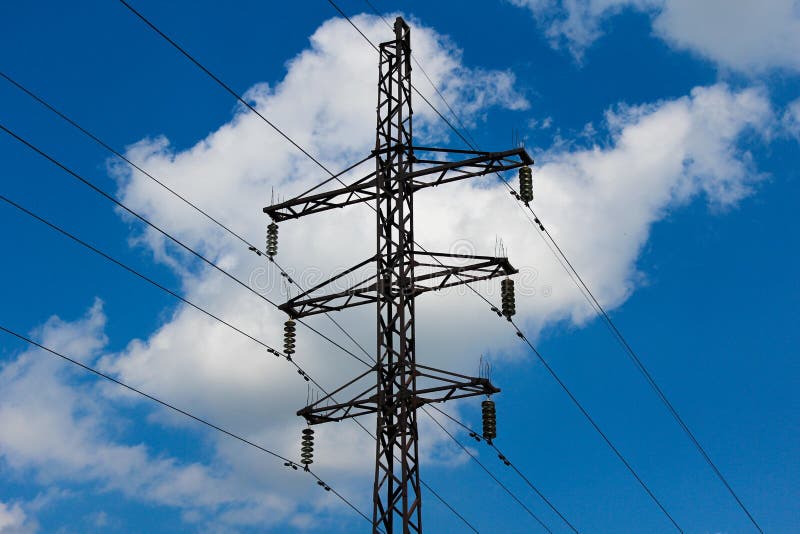 Power Line on Sky Background. Stock Image - Image of current, powerful ...
