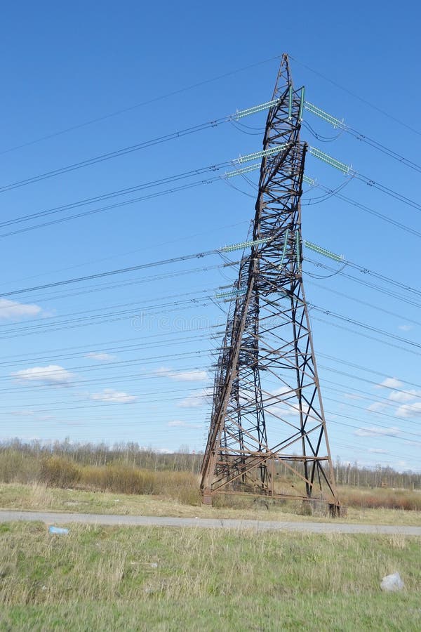 Power line at evening stock photo. Image of electrical - 40006166