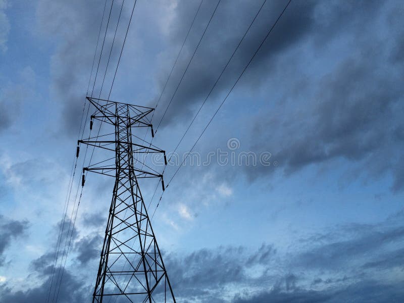 Power Line at Sunset stock photo. Image of sunset, power - 75862882