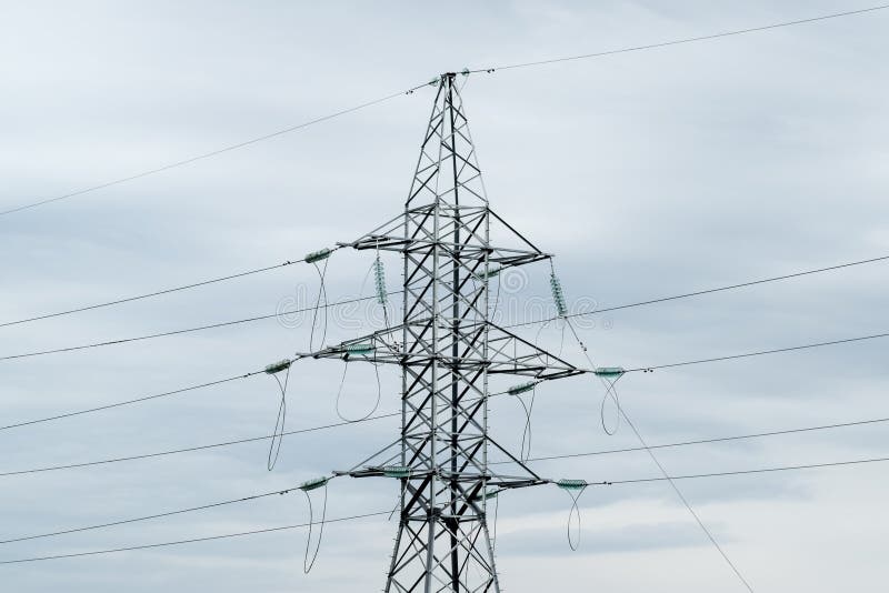 Construction of a High-voltage Power Line. Stock Image - Image of ...