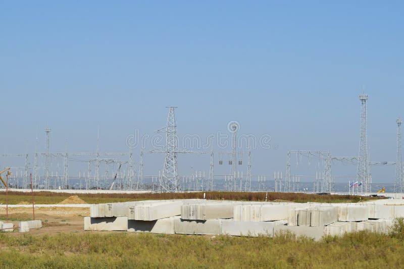 Power Line Support, Insulators and Wires. Appearance of a Design Stock ...