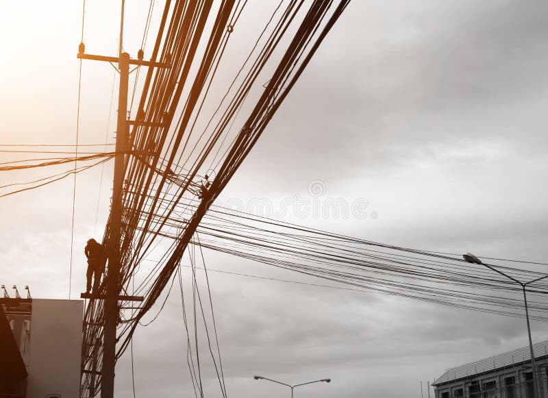 Power Line Support, Insulators and Wires. Appearance of a Design Stock ...