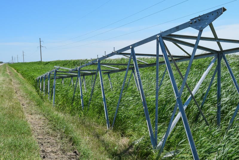 Assembly and Installation of New Support of a Power Line Stock Image ...