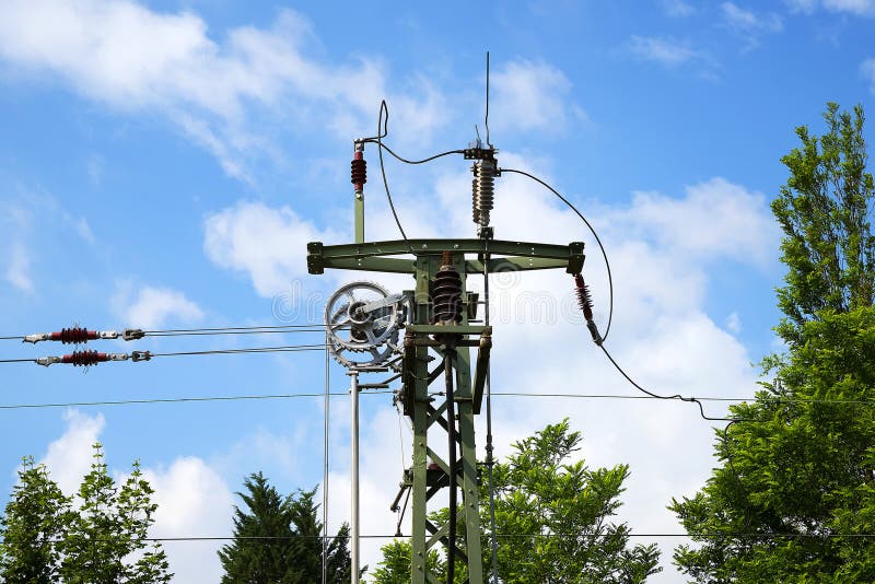 Power Line Support with Parts Stock Photo - Image of technology, cell ...