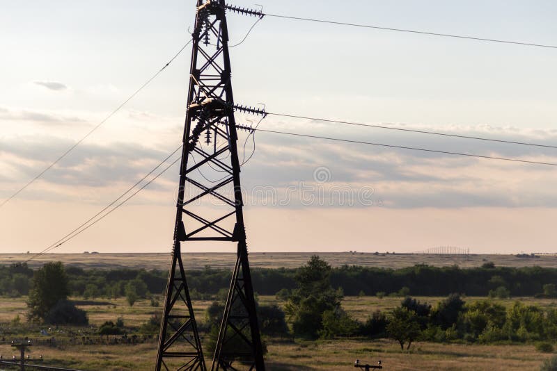 Power line support stock image. Image of morning, engineering - 110515729