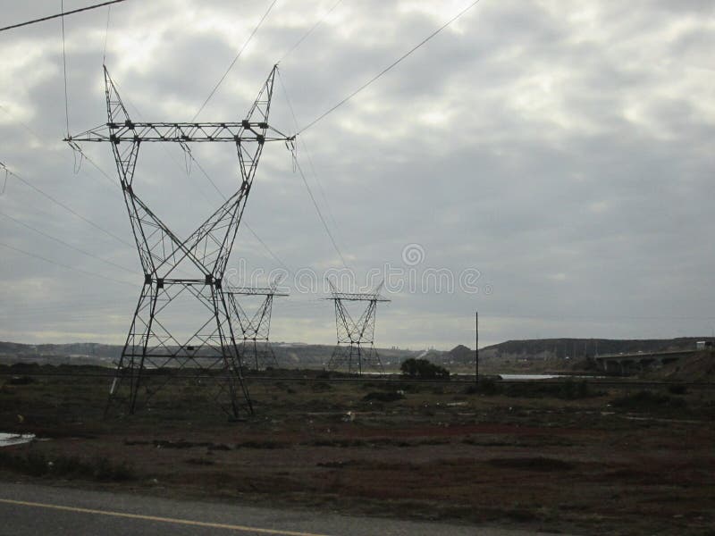 Power Line Support Structures. Stock Photo - Image of electric ...