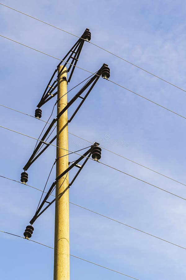 Power line supports stock photo. Image of light, cable - 261616770