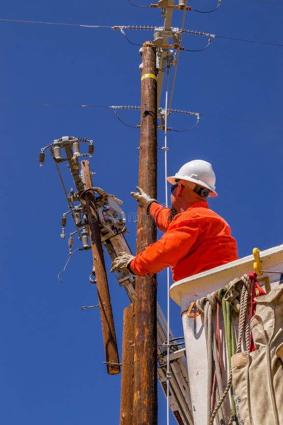 Power-line tech. editorial photo. Image of phone, company - 44575906