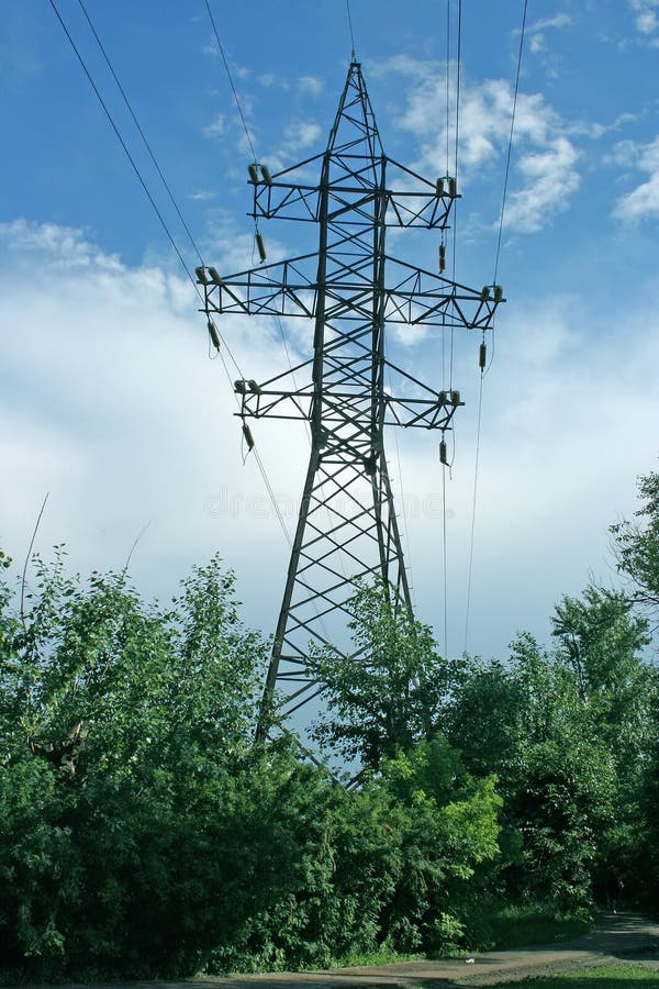 Pylon Tower Power Line Isolated White Stock Image - Image of industrial ...