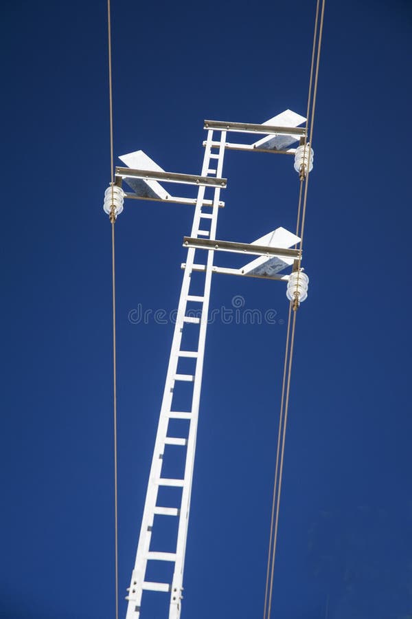 Power Line Tower with Cables for Electrical Distribution with Blue Sky ...
