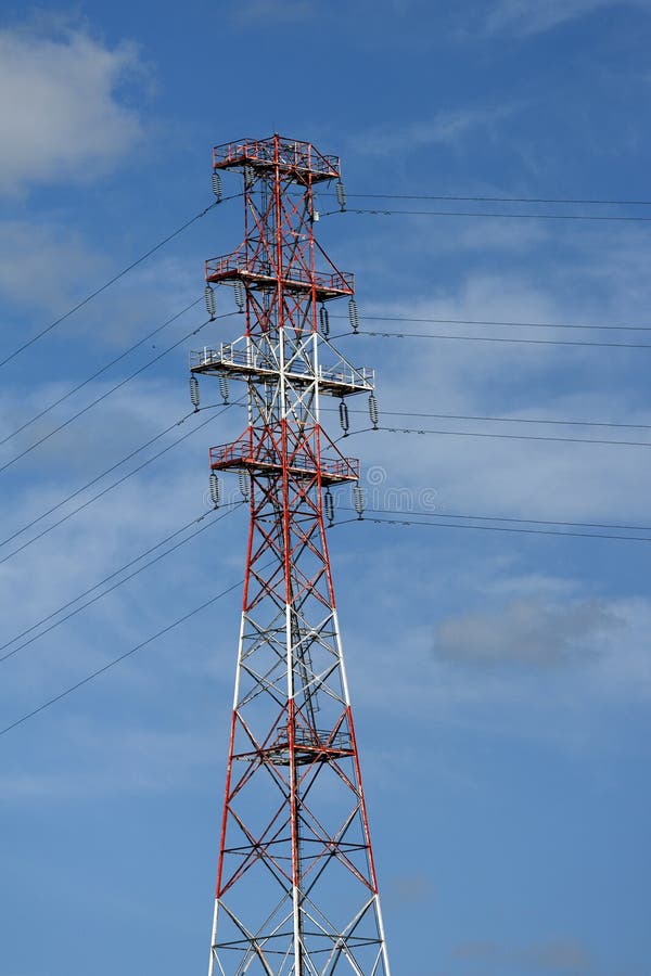 Power line tower stock image. Image of white, tall, electric - 46744125