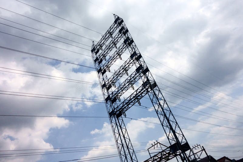 Power line tower stock image. Image of energy, blue - 156296487
