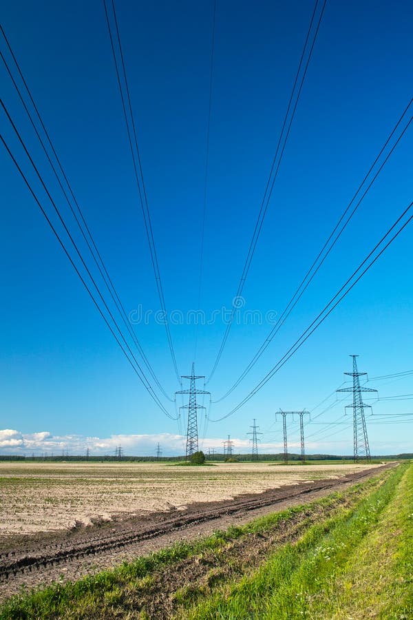 Electric power line stock photo. Image of meadow, nature - 3767616