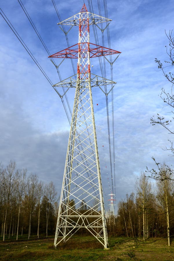 Power Line (Zerbolo, North Italy) Stock Photo - Image of horizontal ...