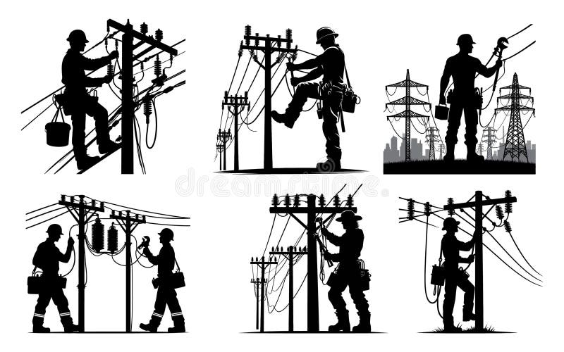Black White Lineman Stock Illustrations – 100 Black White Lineman Stock ...