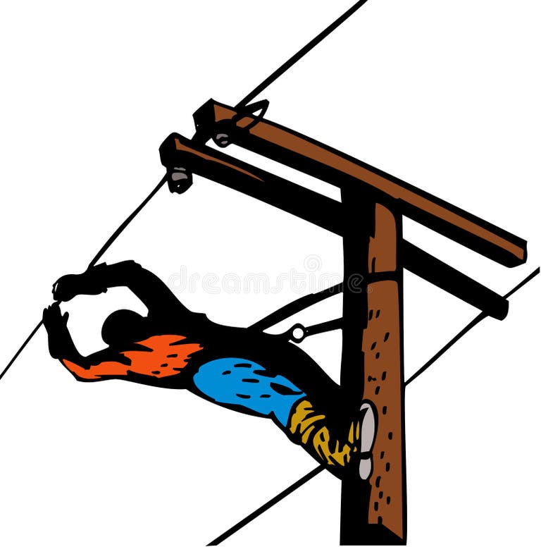 Power Lineman Work Electricity Stock Illustrations – 376 Power Lineman ...